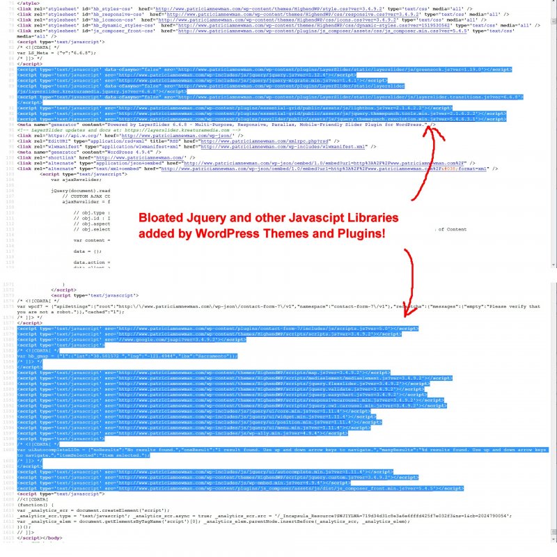 WordPress Themes and Plugins Adding Bloated Jquery Javascript Libraries